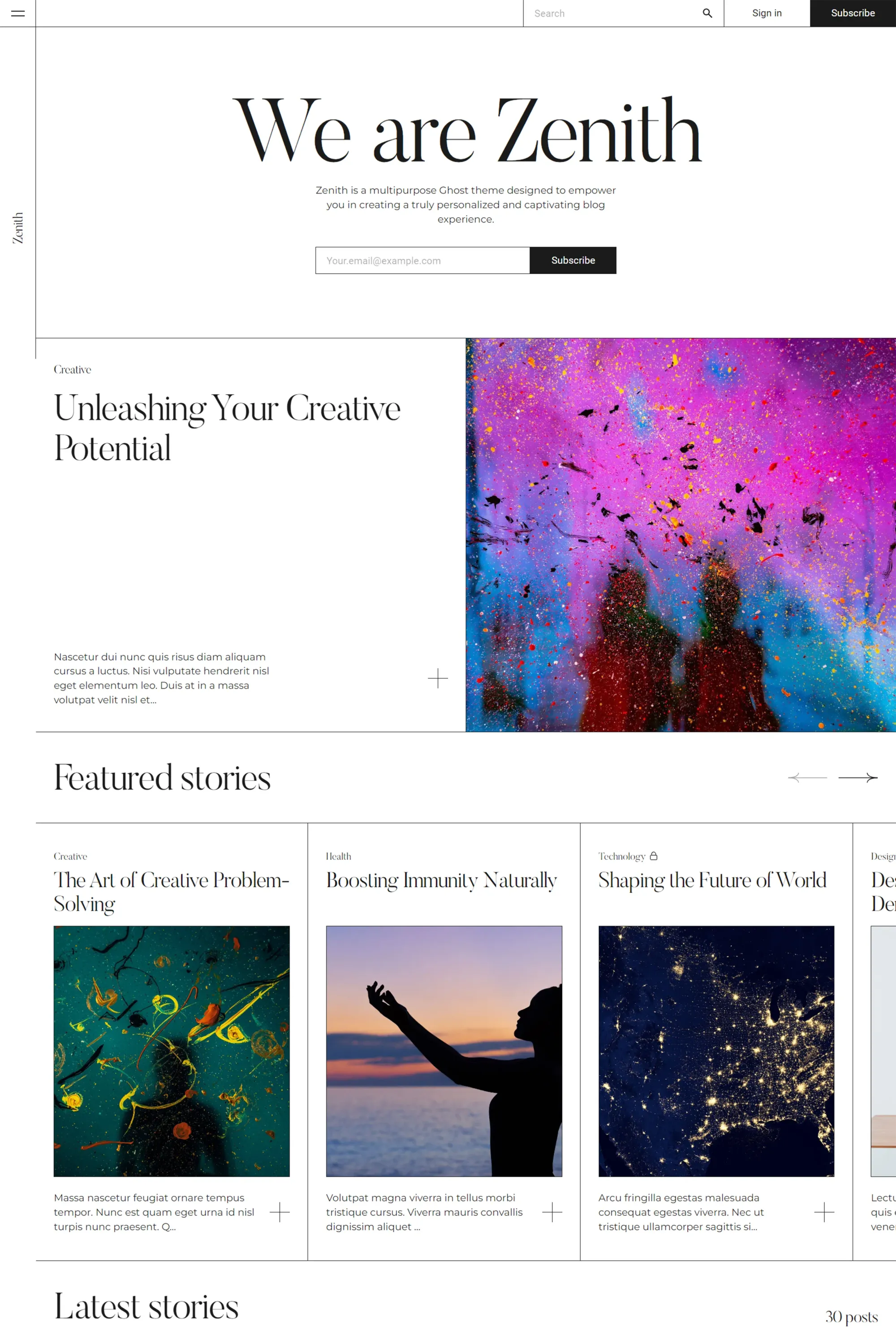 New Zenith Ghost Theme – Ideal for 📰 Blogs & Magazines!