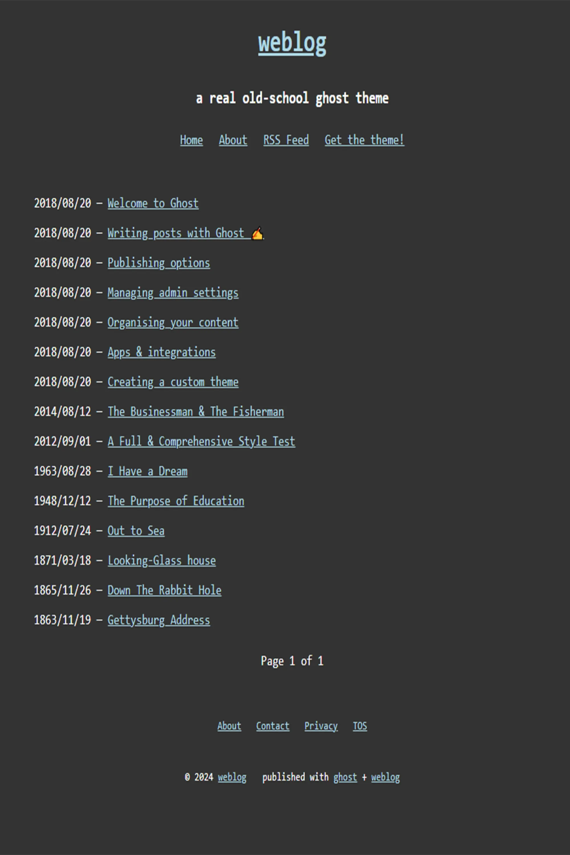 📜 Weblog Ghost Theme – Classic Design & Speedy Performance!