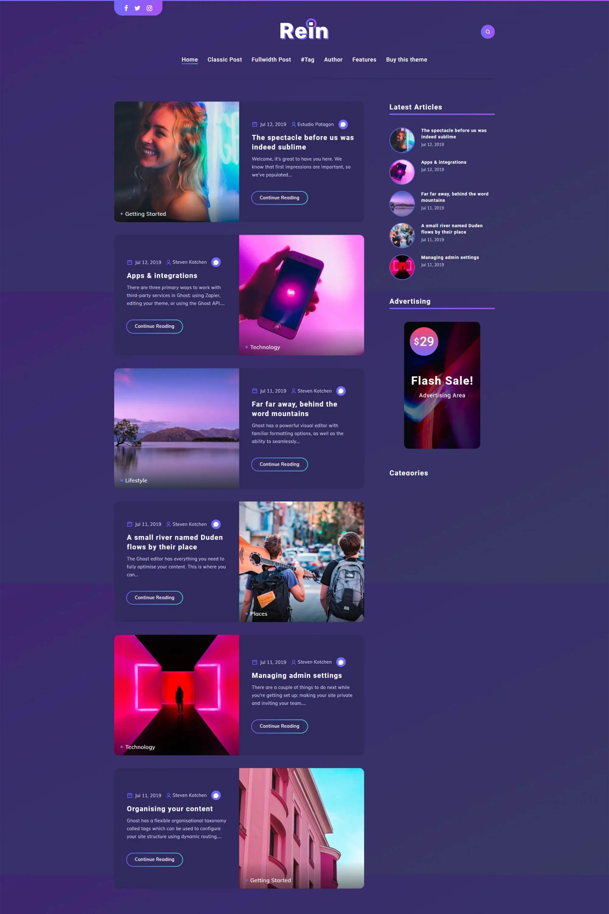 🌌 Rein – Minimal & Powerful Ghost Theme for Creators