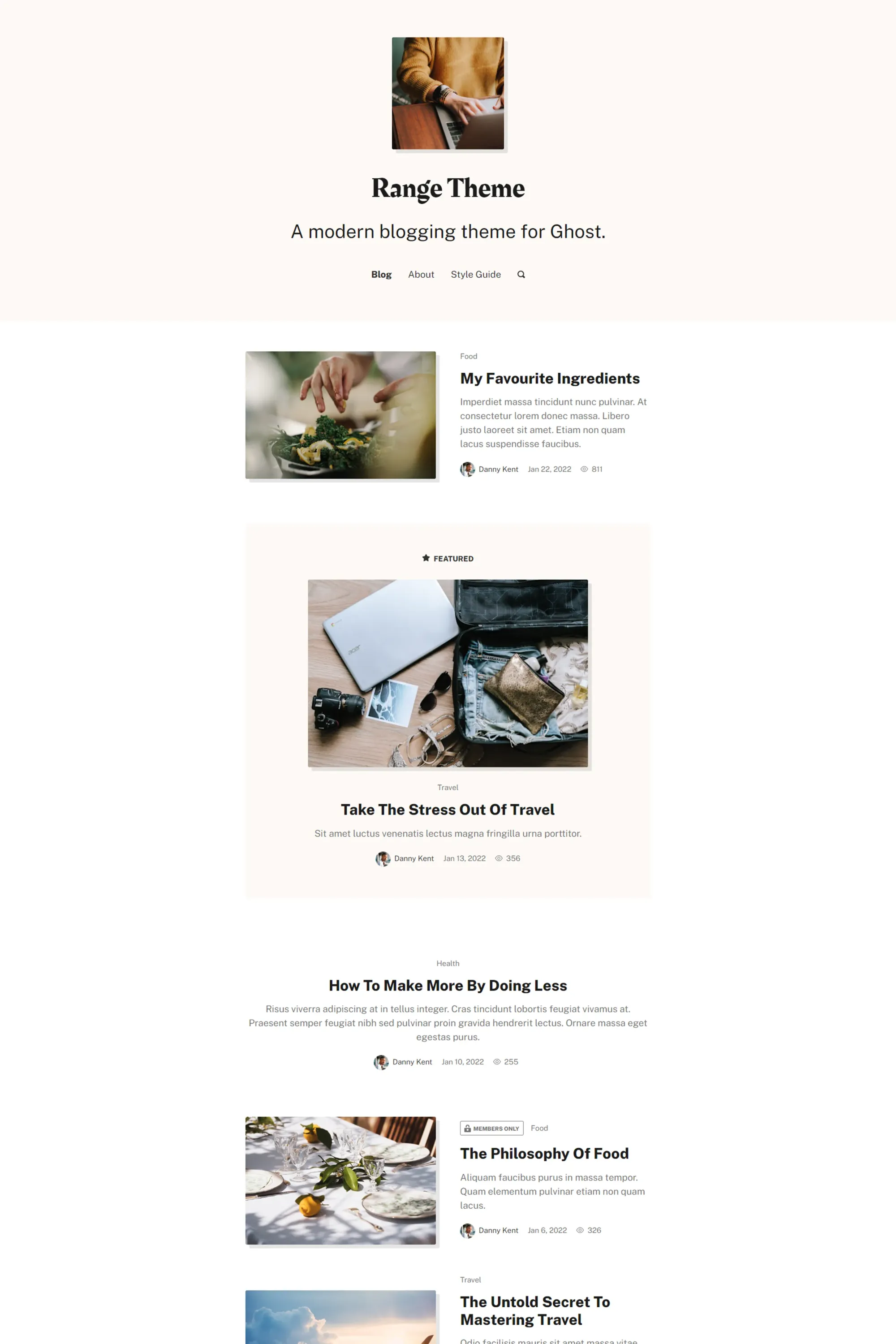 📘 Range Ghost Theme - Clean Design for Blogs & Memberships