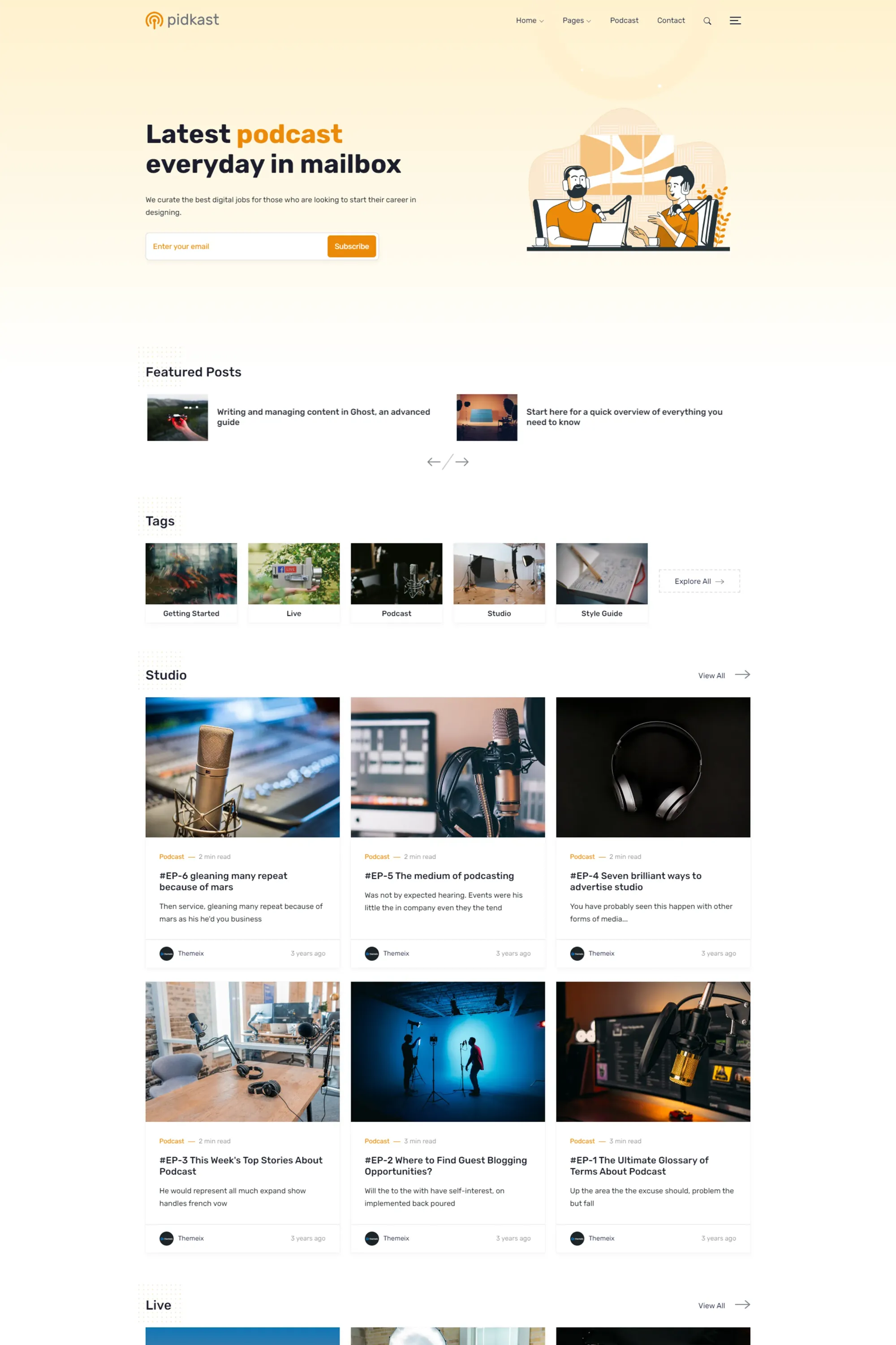 🎧 Pidkast Ghost Theme - Perfect for Blogs & Podcasts ️