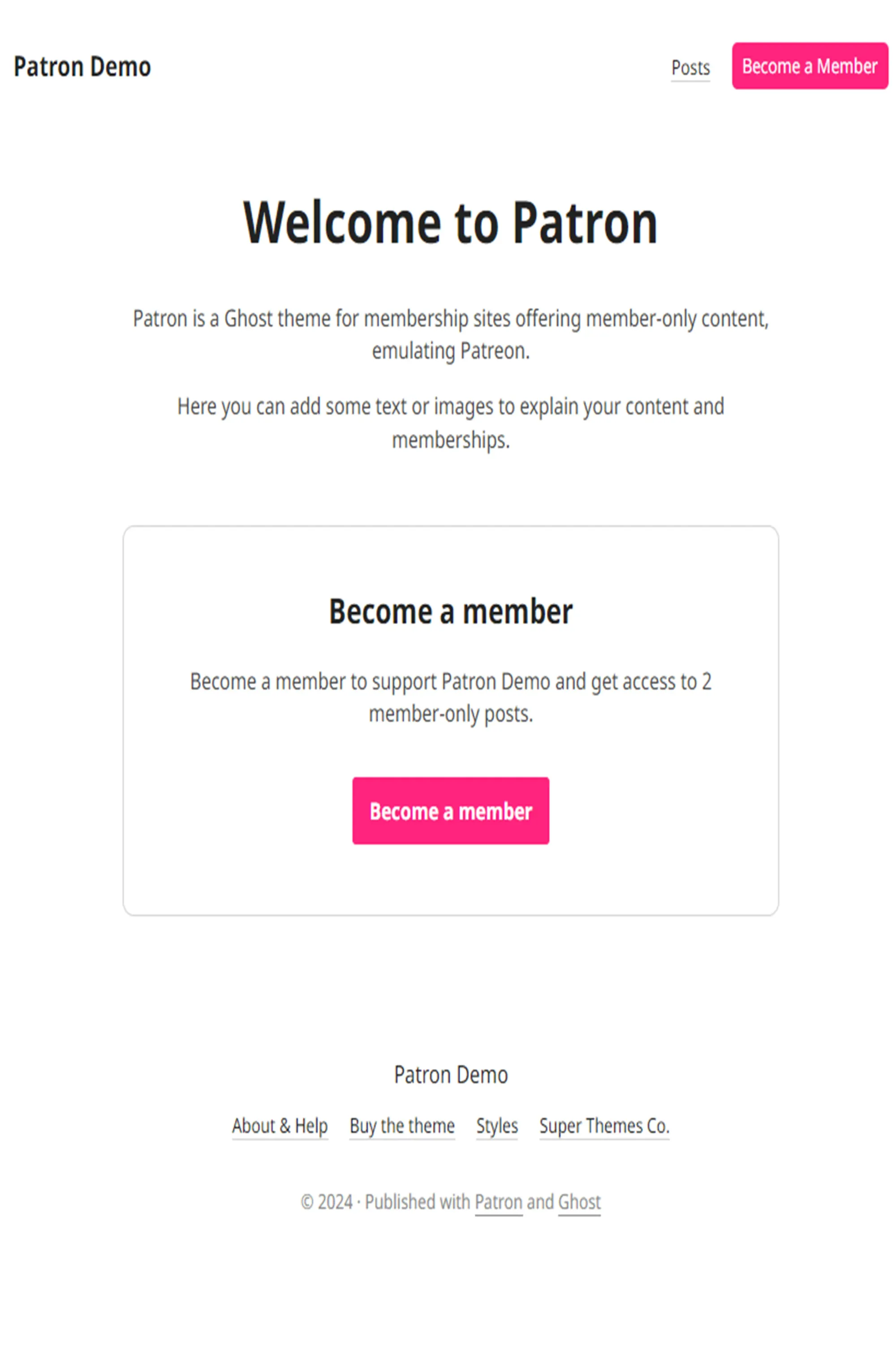 🎟️ Patron - Exclusive Ghost CMS Theme for Creators 💼