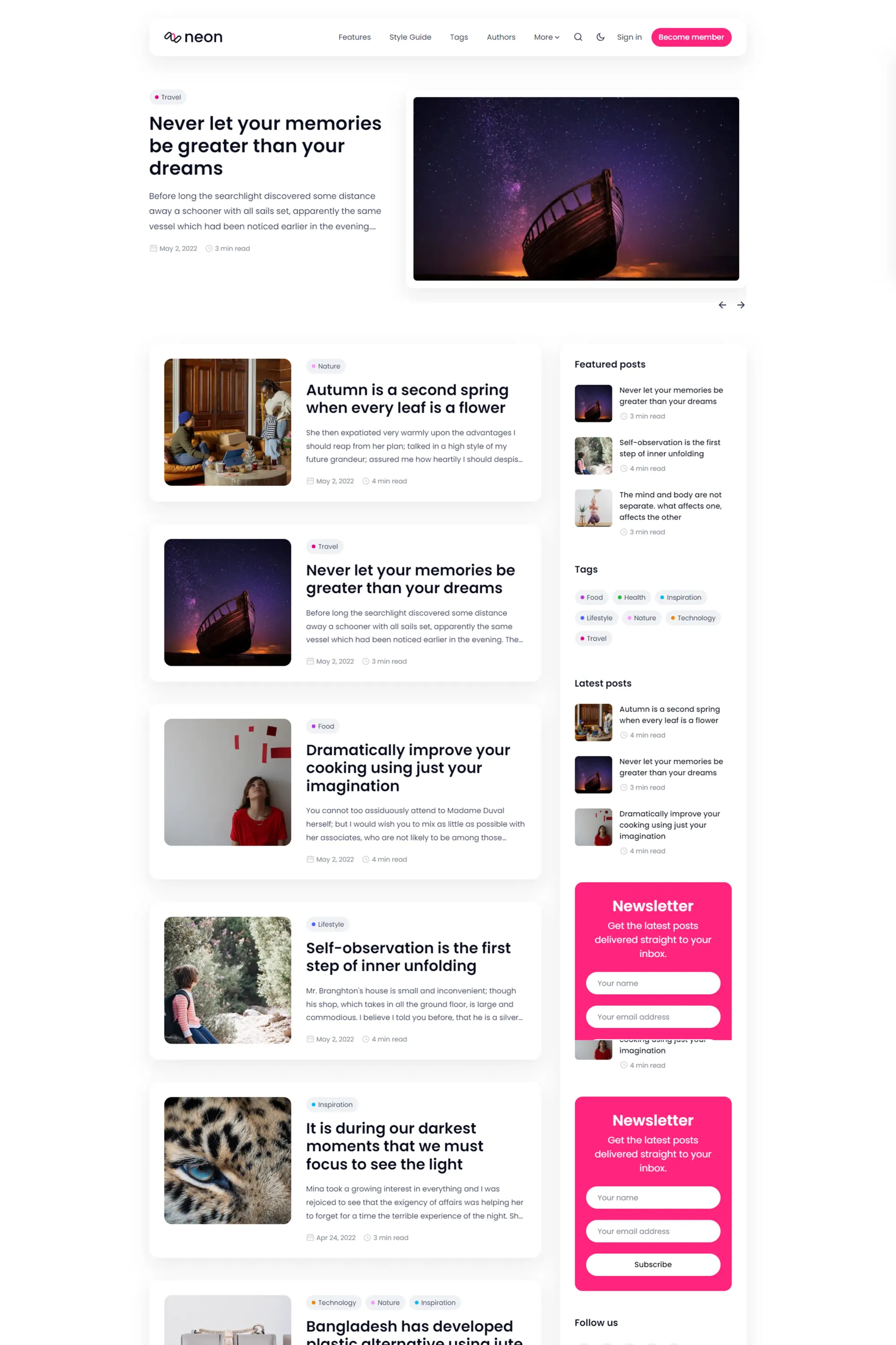 Neon Premium Ghost Theme for Blogs & Newsletters