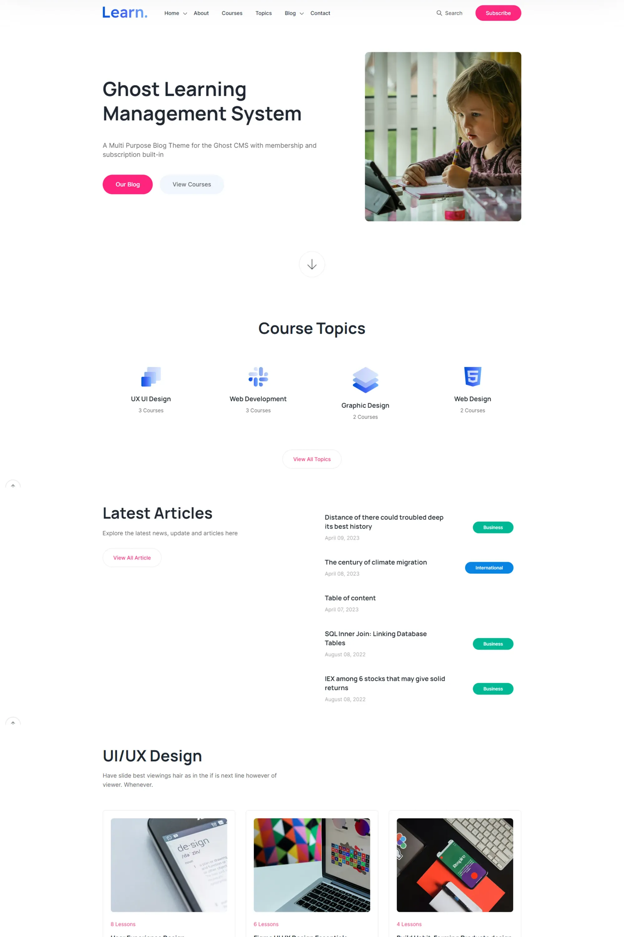🎓 New Learn Ghost Theme! 🚀 Perfect for E-Learning Platforms 🌟