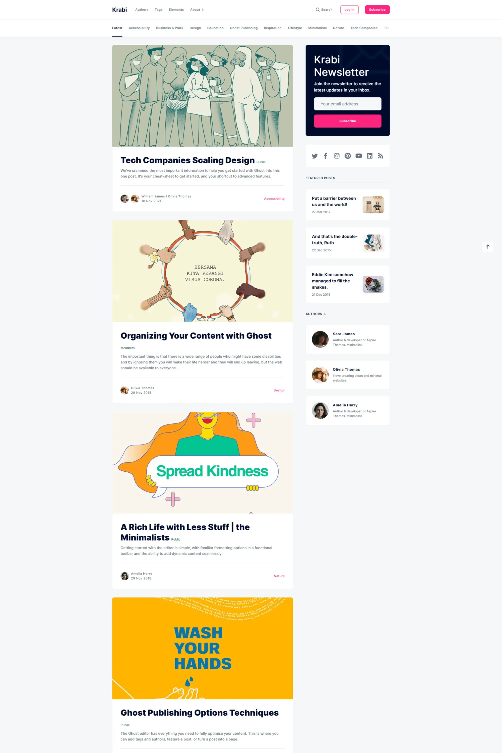 📚 Krabi Ghost Theme - Stylish Magazine & Blog Layouts