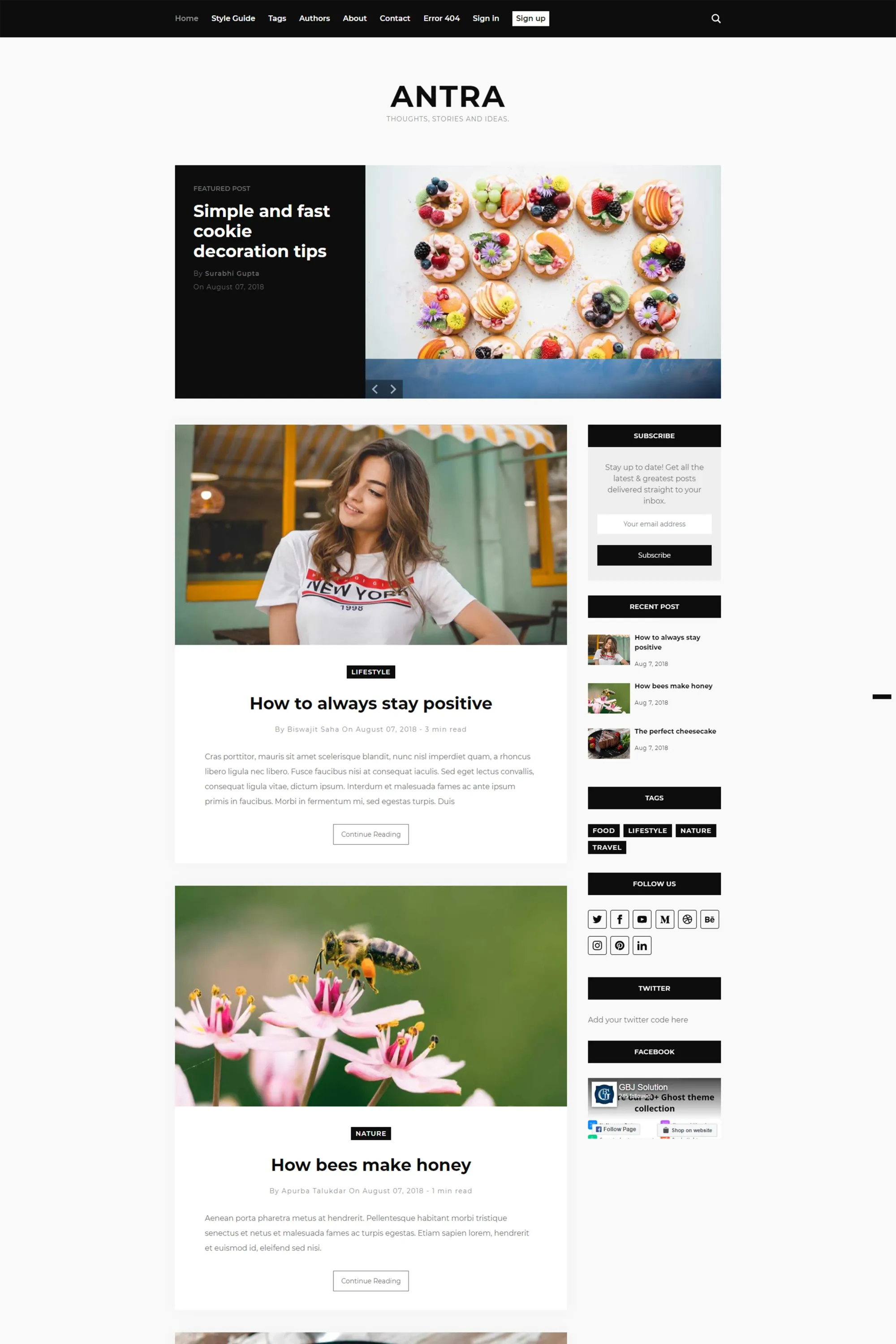 📖 Antra Ghost Theme – Minimal, Content-First Design!