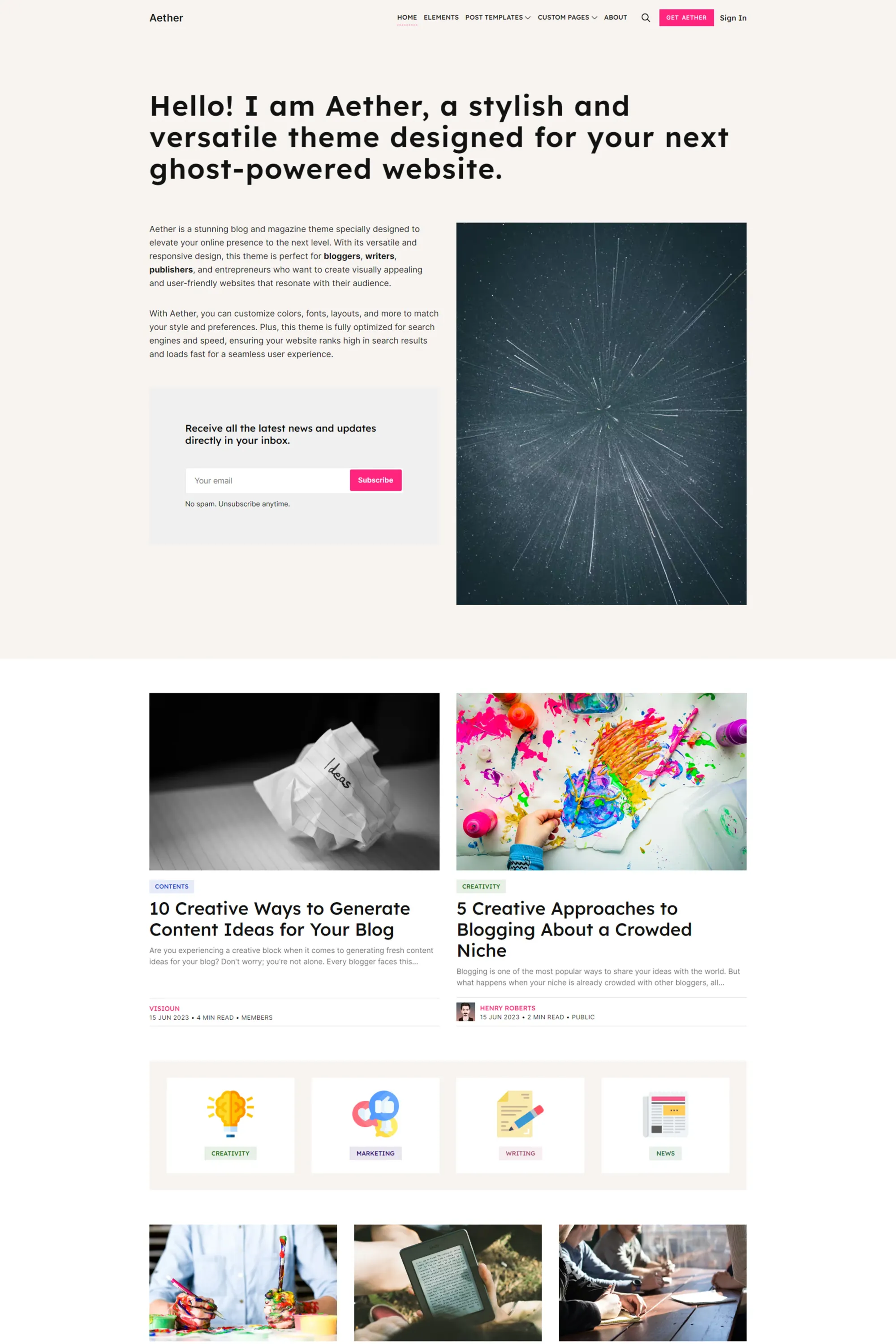New Aether Ghost Theme – Perfect for Blogs & Magazines! 📚🌟