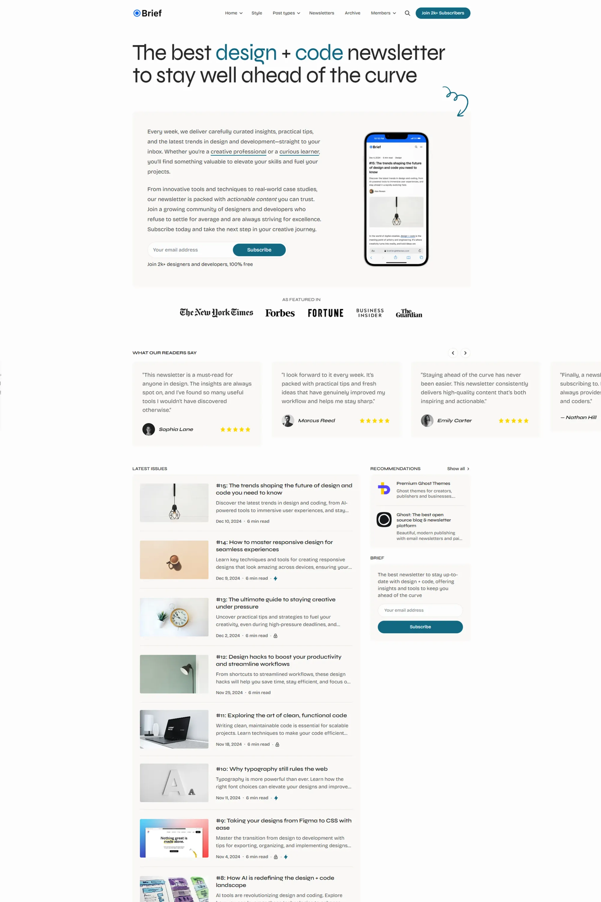 📧 Brief Ghost Theme - Elegant & Fast theme for Newsletters